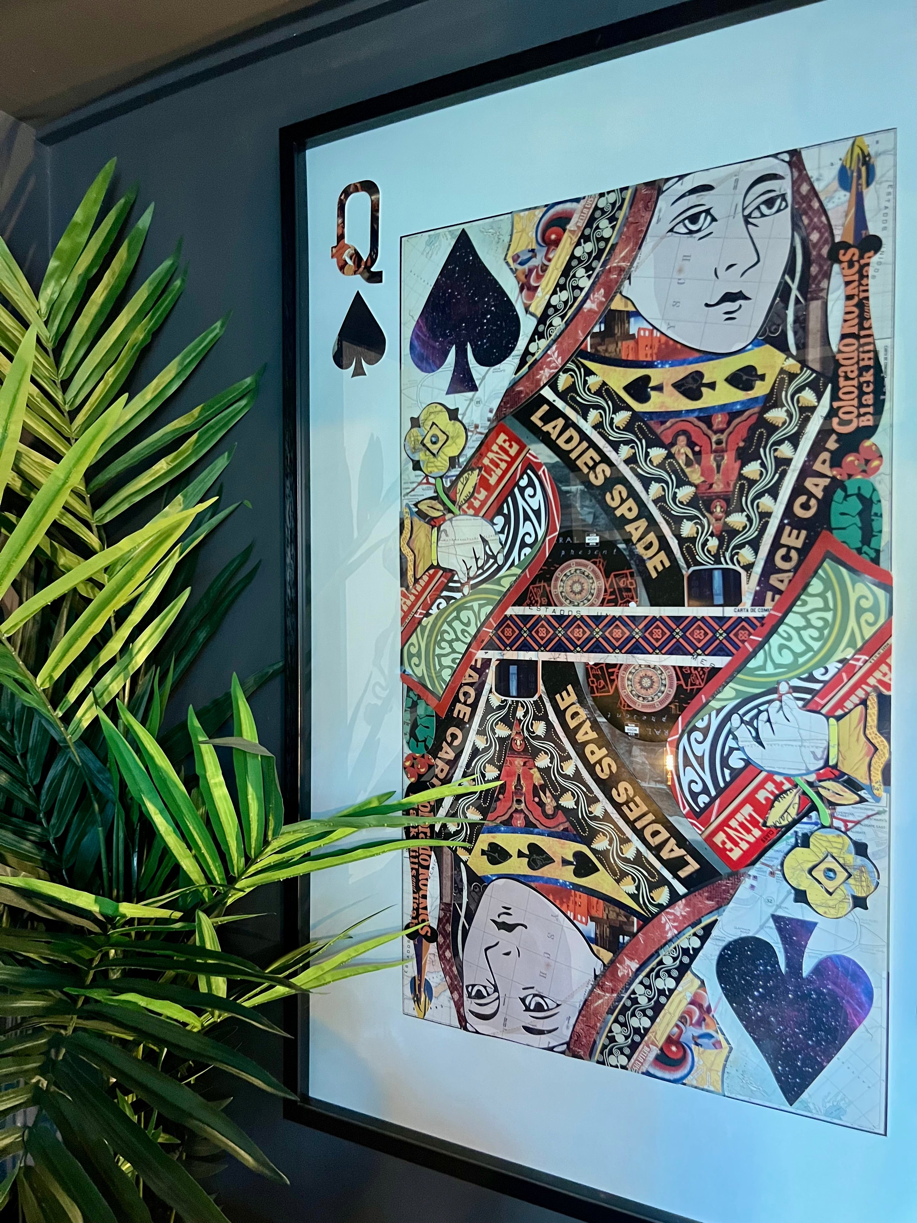 Queen Spades Portraits Vintage Playing Card Print Queen Of Spades